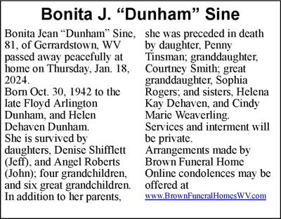 Bonita J. “Dunham” Sine | Obituaries | journal-news.net