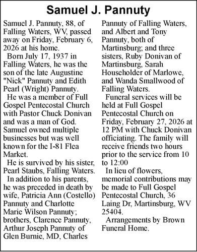 Samuel J. Pannuty | Obituaries | journal-news.net