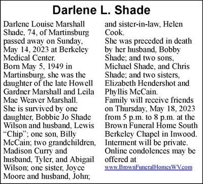 Darlene L. Shade | Obituaries | journal-news.net