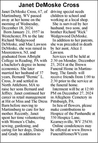 Janet DeMoske Cross | Obituaries | journal-news.net