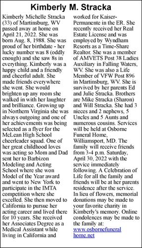 Kimberly M. Stracka | Obituaries | journal-news.net