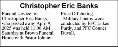 Christopher Eric Banks | Obituaries | journal-news.net