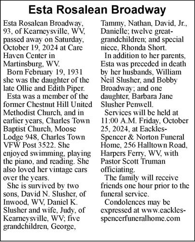 Esta Rosalean Broadway | Obituaries | journal-news.net
