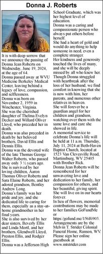 Donna J. Roberts | Obituaries | journal-news.net