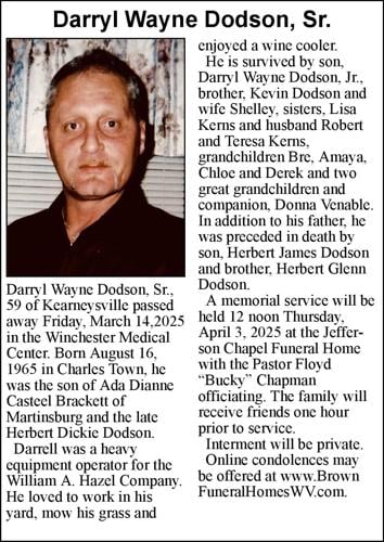 Darryl Wayne Dodson, Sr. | Obituaries | journal-news.net