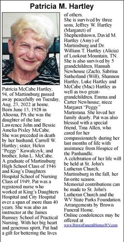 Patricia M. Hartley | Obituaries | journal-news.net