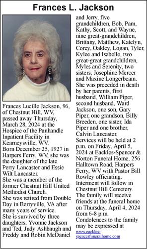 Frances L. Jackson | Obituaries | journal-news.net