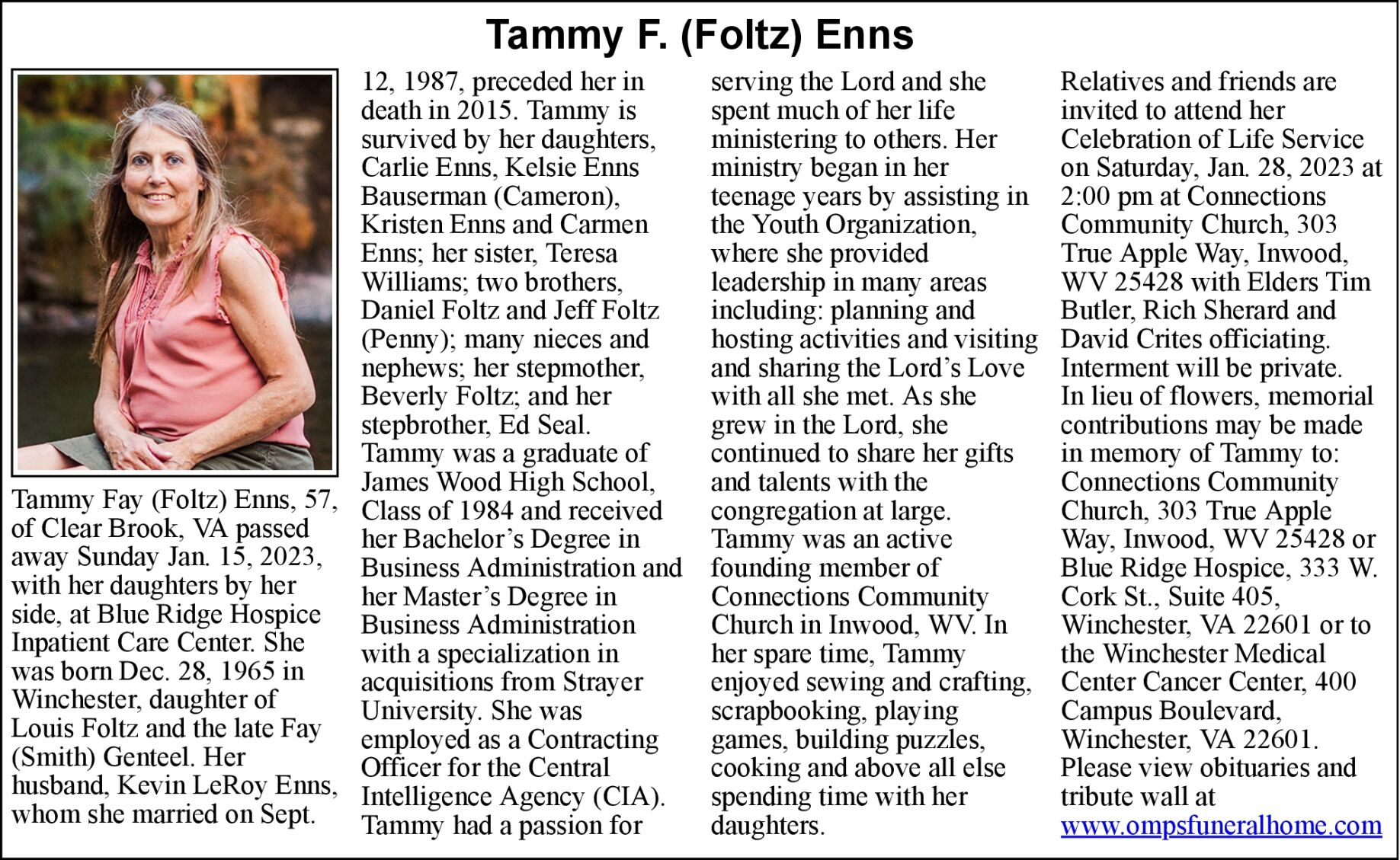 Tammy F. (Foltz) Enns | Obituaries | journal-news.net