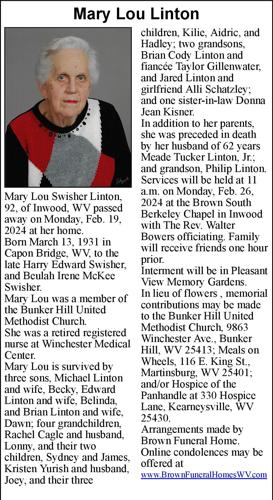 Mary Lou Linton | Obituaries | journal-news.net