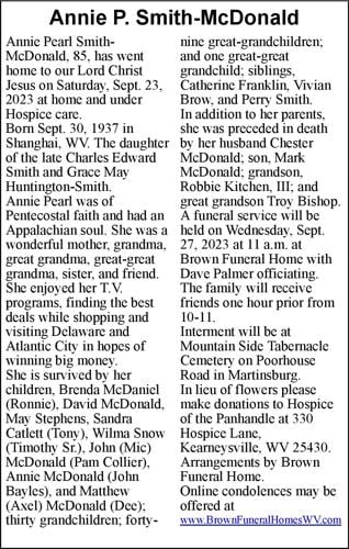 Annie P. Smith-McDonald | Obituaries | journal-news.net