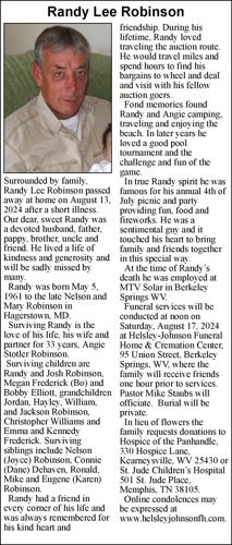 Randy Lee Robinson | Obituaries | journal-news.net
