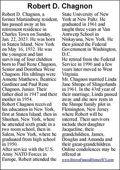 Robert D. Chagnon | Obituaries | journal-news.net
