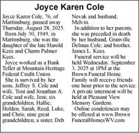 Joyce Karen Cole | Obituaries | journal-news.net