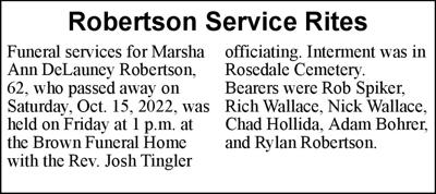 Robertson Service Rites | Obituaries | journal-news.net