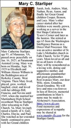 Mary C. Starliper | Obituaries | journal-news.net