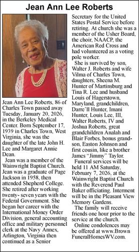 Jean Ann Lee Roberts | Obituaries | journal-news.net
