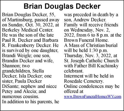 Brian Douglas Decker | Obituaries | journal-news.net