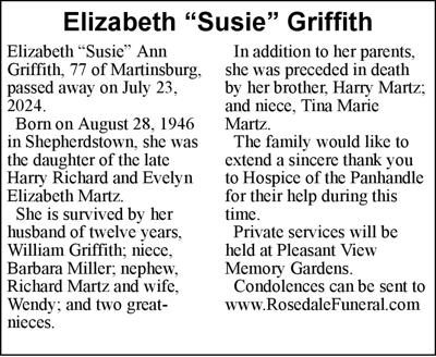 Elizabeth “Susie” Griffith | Obituaries | journal-news.net