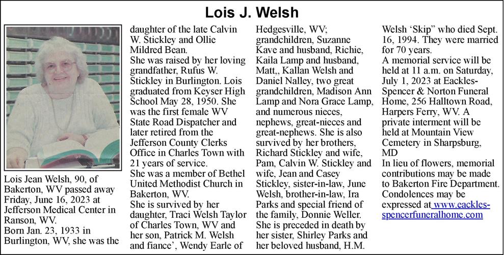 Lois J. Welsh | Obituaries | journal-news.net