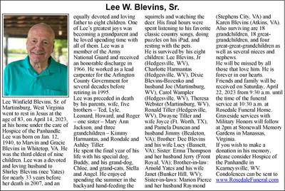 Lee W. Blevins, Sr. | Obituaries | journal-news.net