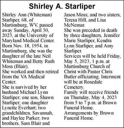 Shirley A. Starliper | Obituaries | journal-news.net