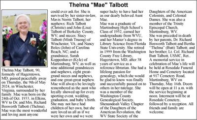 Thelma "Mae" Talbott | Obituaries | journal-news.net