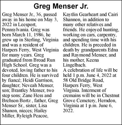 Greg Menser Jr. | Obituaries | journal-news.net