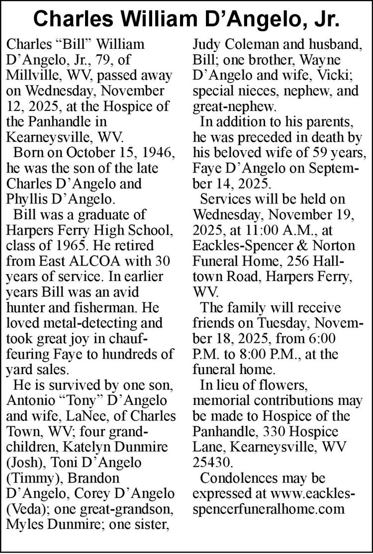 Charles William D’Angelo, Jr. | Obituaries | journal-news.net