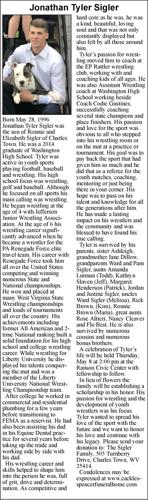 Jonathan Tyler Sigler | Obituaries | journal-news.net