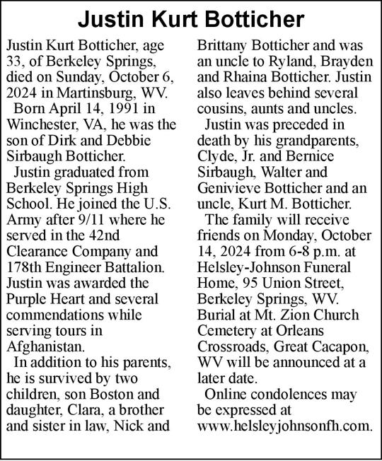Justin Kurt Botticher | Obituaries | journal-news.net