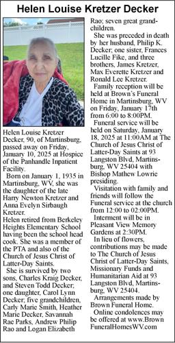 Helen Louise Kretzer Decker | Obituaries | journal-news.net