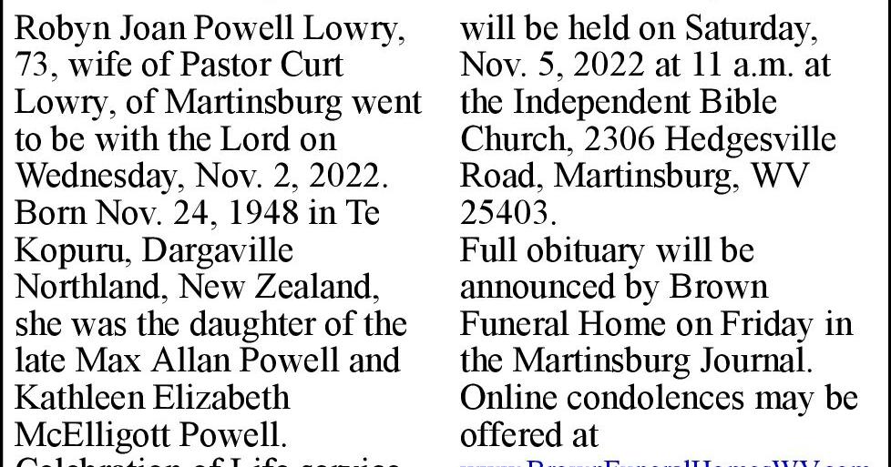 Robyn J. Powell Lowry | Obituaries | journal-news.net