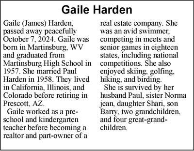 Gaile Harden | Obituaries | journal-news.net