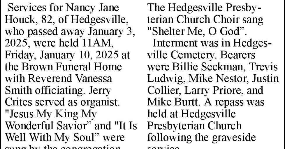 Nancy Jane Houck | Obituaries | journal-news.net