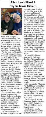 Allen Leo Hilliard & Phyllis Marie Hilliard | Obituaries | journal-news.net