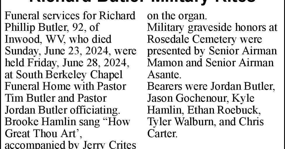 Richard Butler Military Rites | Obituaries | journal-news.net