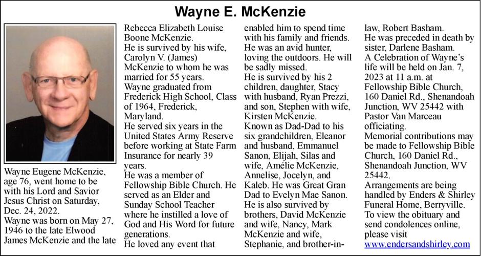 Wayne E. McKenzie | Obituaries | journal-news.net