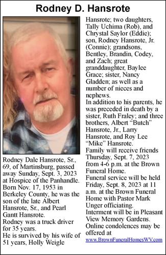 Rodney D. Hansrote | Obituaries | journal-news.net
