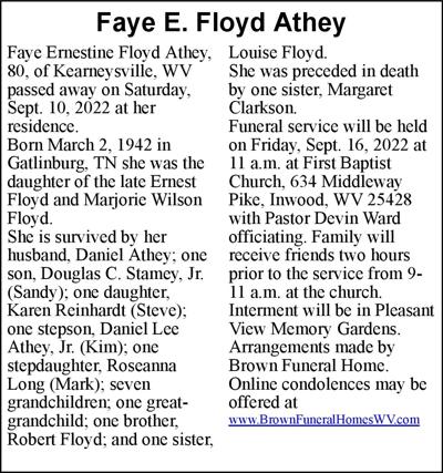 Faye E. Floyd Athey | Obituaries | journal-news.net