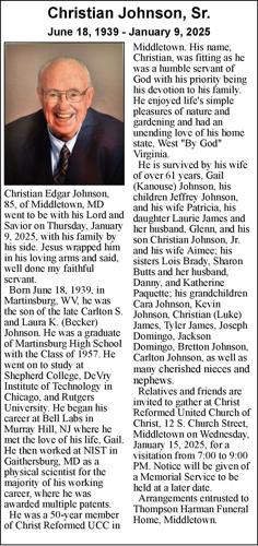 Christian Johnson, Sr. June 18, 1939 - January 9, 2025 | Obituaries ...