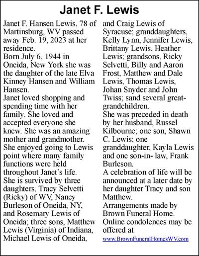 Janet F. Lewis | Obituaries | journal-news.net