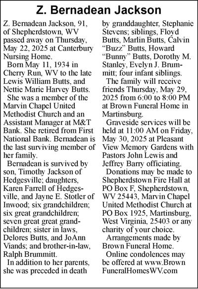 Z. Bernadean Jackson | Obituaries | journal-news.net