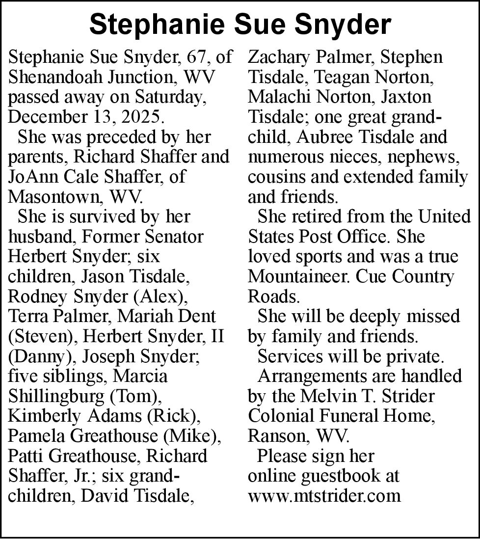 Stephanie Sue Snyder | Obituaries | journal-news.net