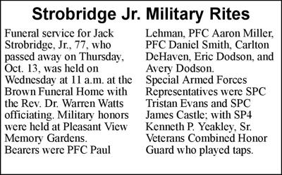 Strobridge Jr. Military Rites | Obituaries | journal-news.net