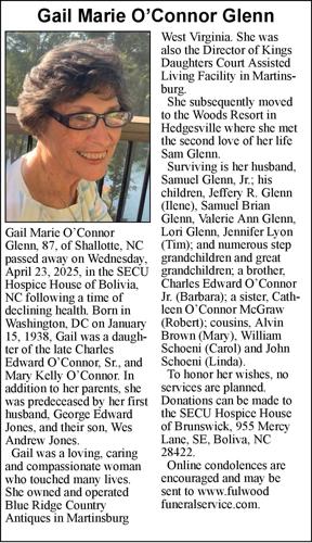 Gail Marie O’Connor Glenn | Obituaries | journal-news.net