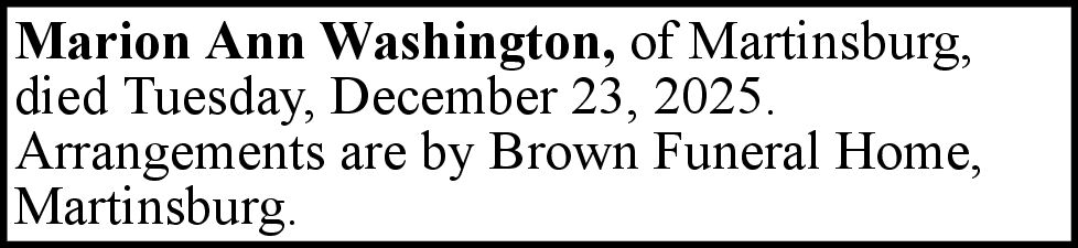 Marion Ann Washington | Obituaries | journal-news.net
