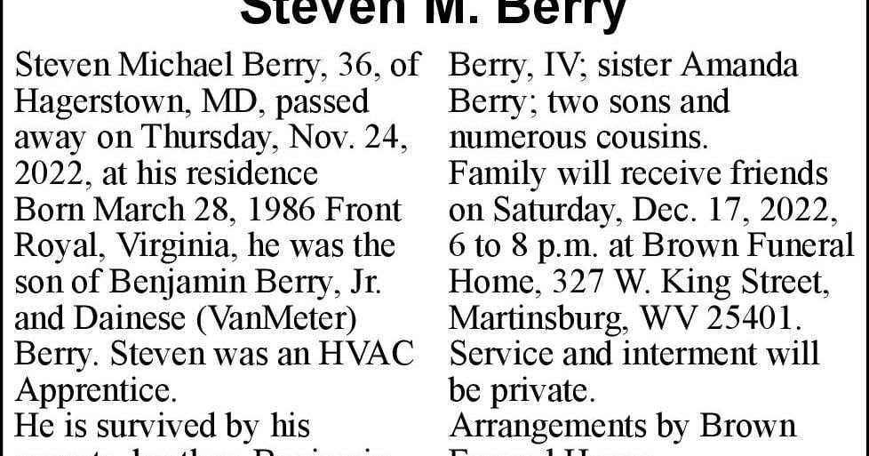 Steven M. Berry | Obituaries | journal-news.net