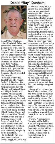 Daniel “Ray” Dunham | Obituaries | journal-news.net