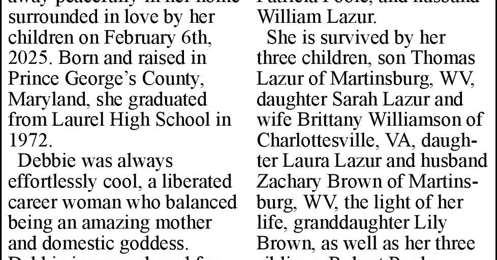 Debbie Elaine Lazur | Obituaries | journal-news.net