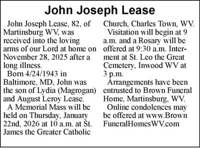 John Joseph Lease | Obituaries | journal-news.net